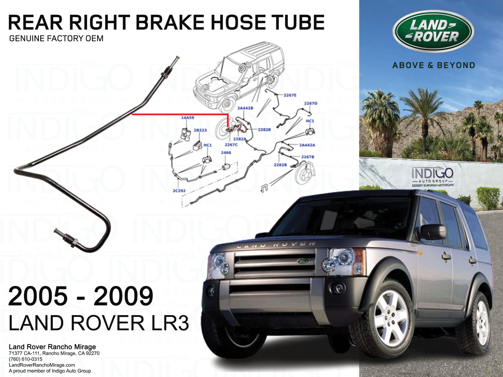 FACTORY OEM LAND ROVER REAR RIGHT BRAKE HOSE TUBE LAND ROVER LR3 ...