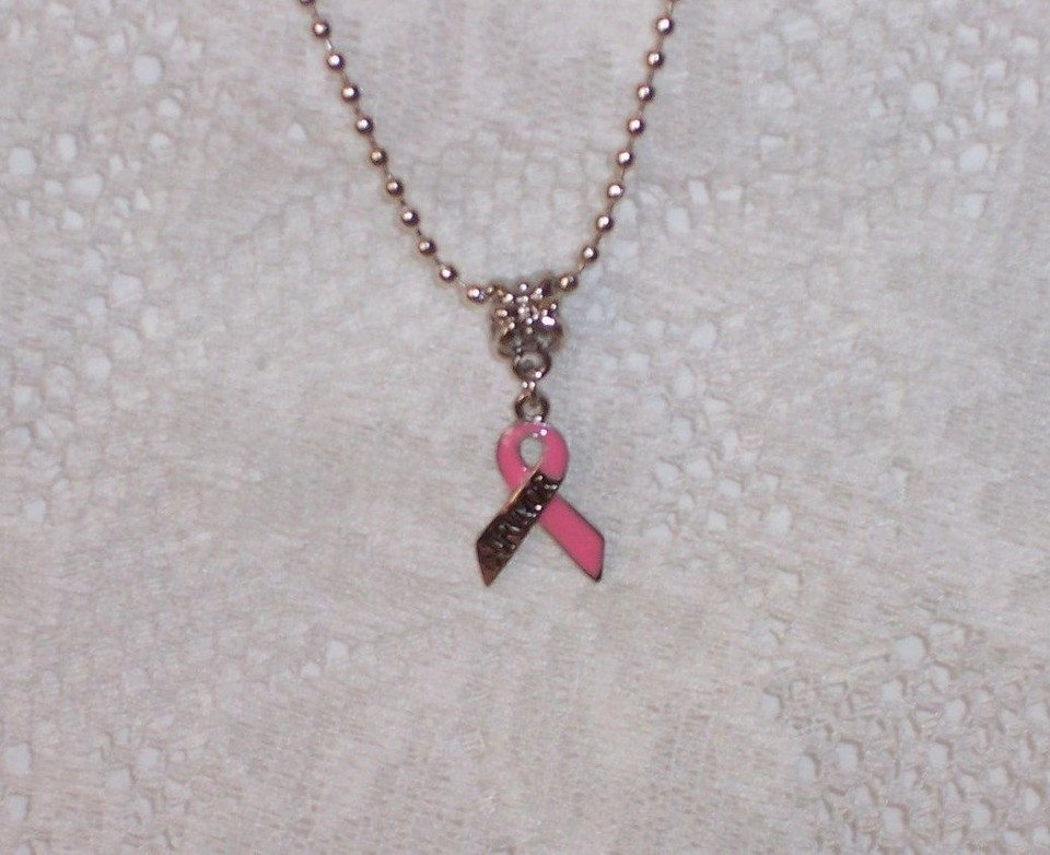 Breast Cancer Awareness "Survivor" Pendant on Silver Beaded Chain ...