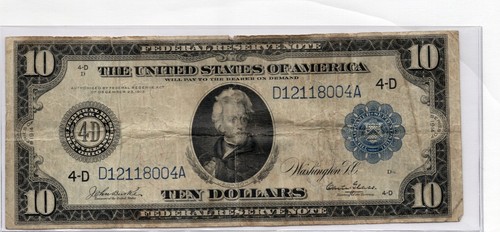 1914 - Federal Reserve - $10 Ten Dollars Note -004 | eBay