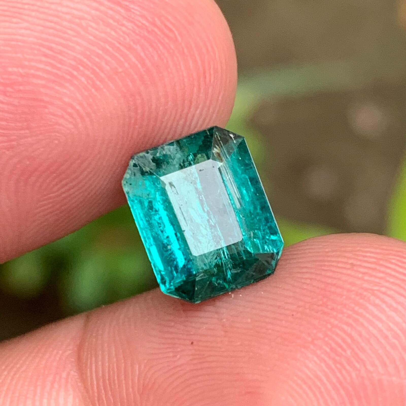 Neon Greenish Hue Blue Natural Tourmaline Gemstone 4 Ct Emerald Cut ...
