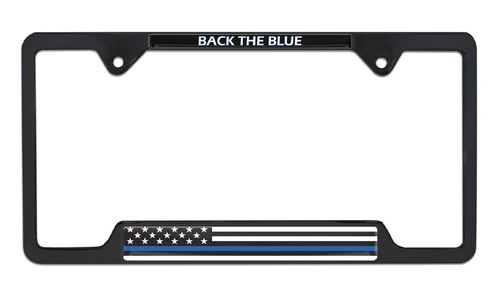 Police Thin Blue Line Flag "Back the Blue" Open Black Metal License ...