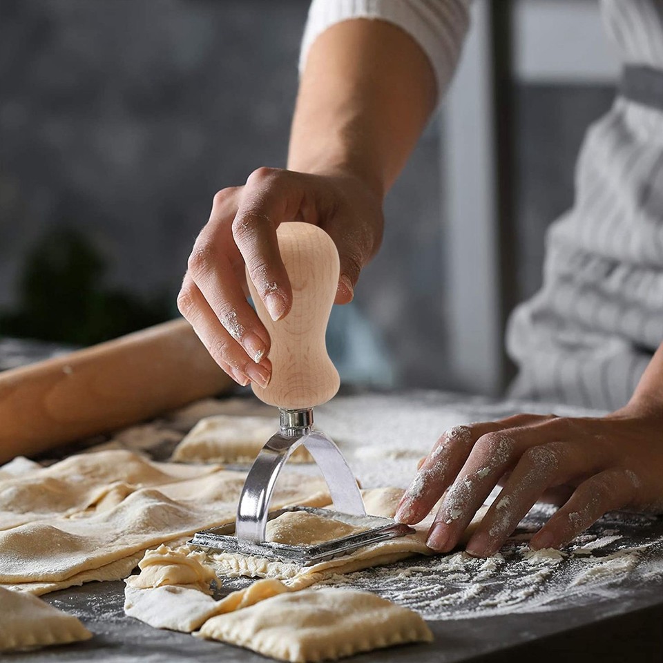 Ravioli Pasta Cutter Set, Ravioli Stamp Maker with Wooden Handle ...