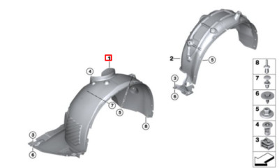 NEW OEM BMW X1 F48 FRONT LEFT FENDER WHEEL ARCH LINER 51717342175 ...