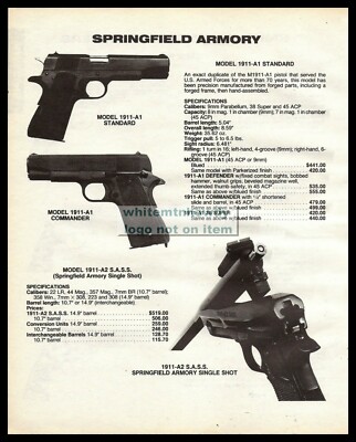 1994 SPRINGFIELD ARMORY Model 1911-A1 Standard & Commander Pistol Ad | eBay