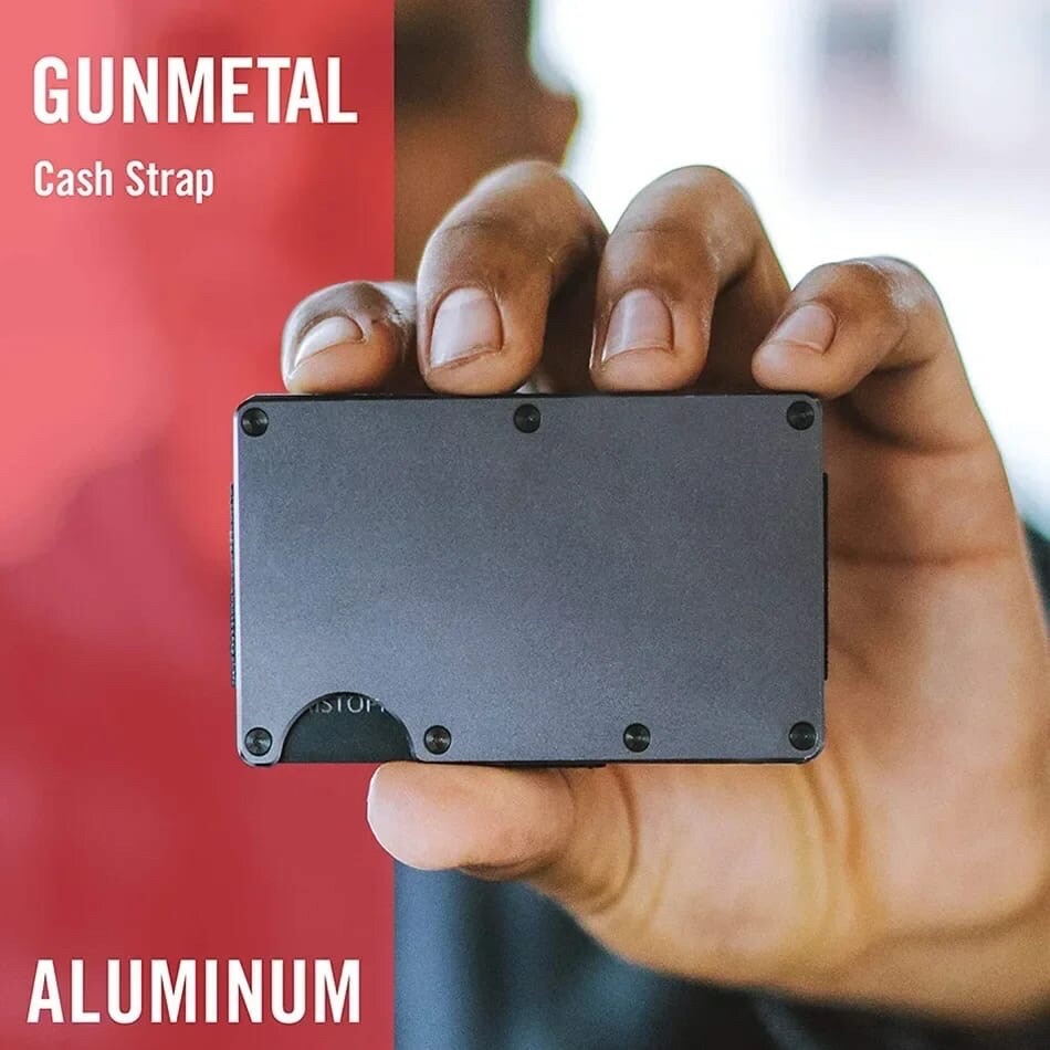 The Ridge Style Titanium Metal RFID Blocking Men's Wallet With Strap ...
