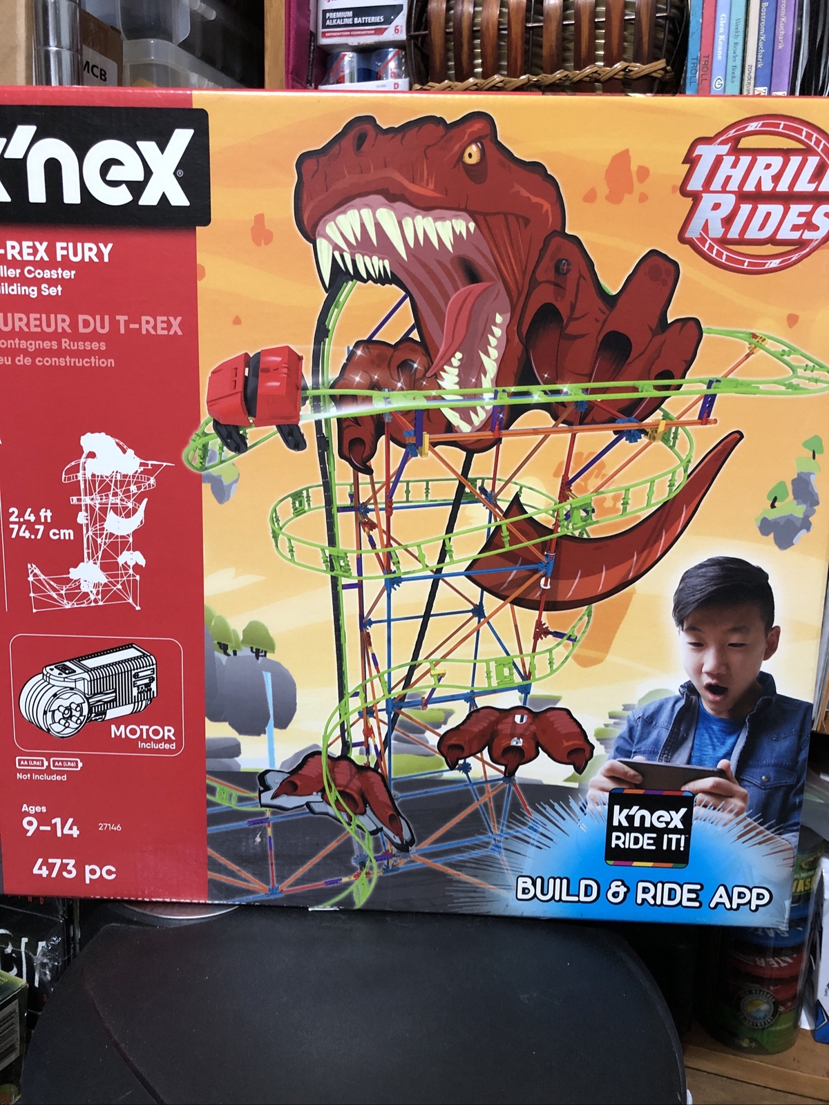 KNex 27152 Thrill Rides, T-Rex Fury Roller Coaster Building Set, Ages 9 ...