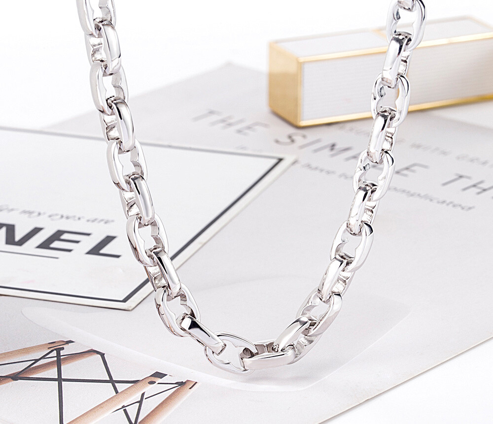 925 Sterling Silver 9mm Oval Link Chain Rolo Cable Two Locks Necklace ...
