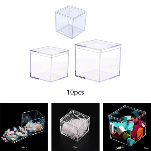 10 Pieces Small Acrylic Display Case Home Clear Dustproof ...