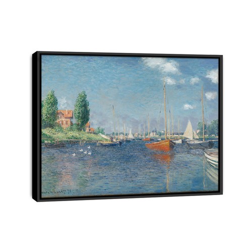 Claude Monet Red Boats Argenteuil-Painting Framed Oil Canvas Print | eBay