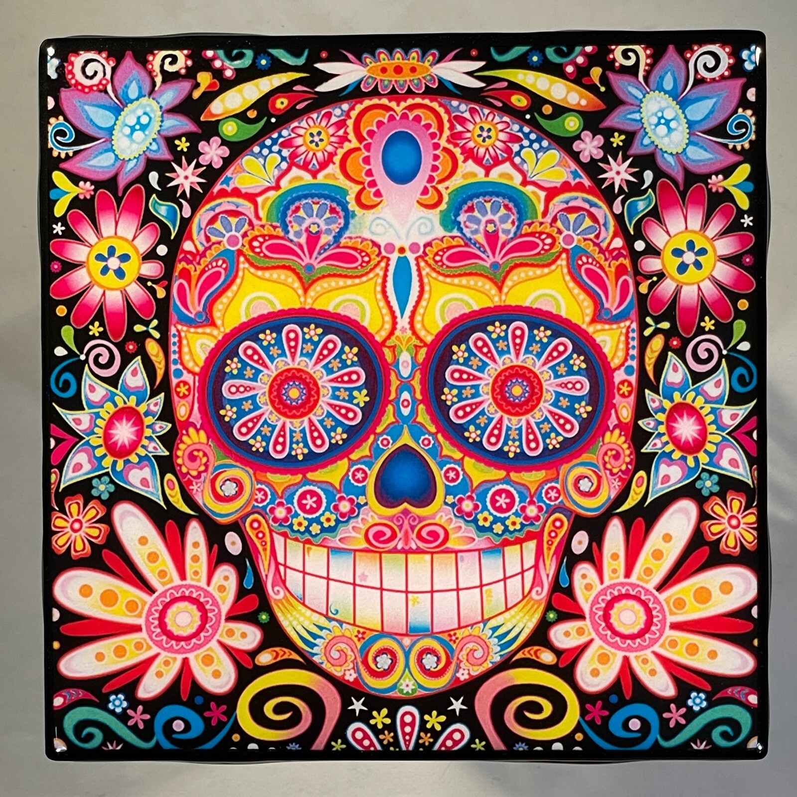 Day of the Dead COASTER Custom Tile Ceramic Sugar Skull Barware ...