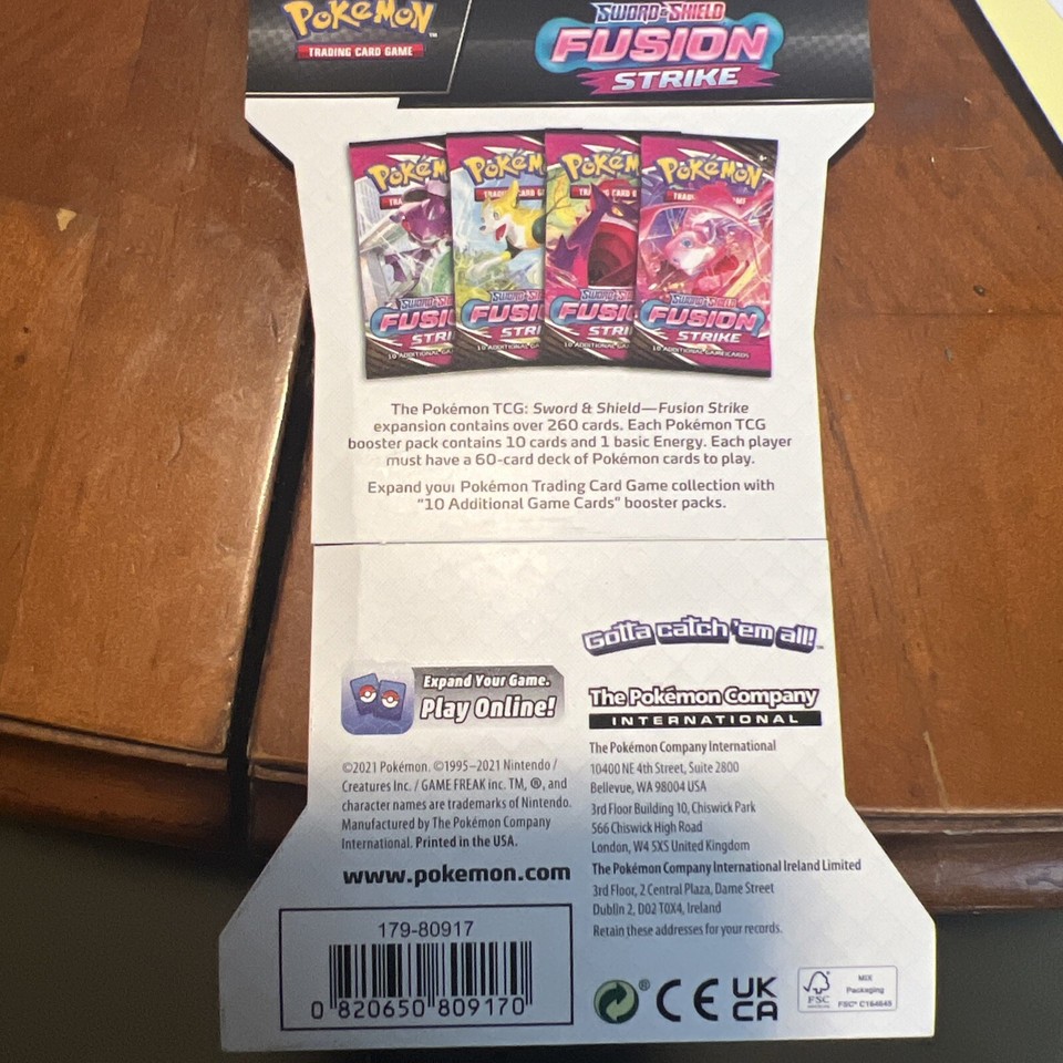 Pokémon Sword and Shield Fusion Strike Sleeved Booster Pack Lot Of 10 ...