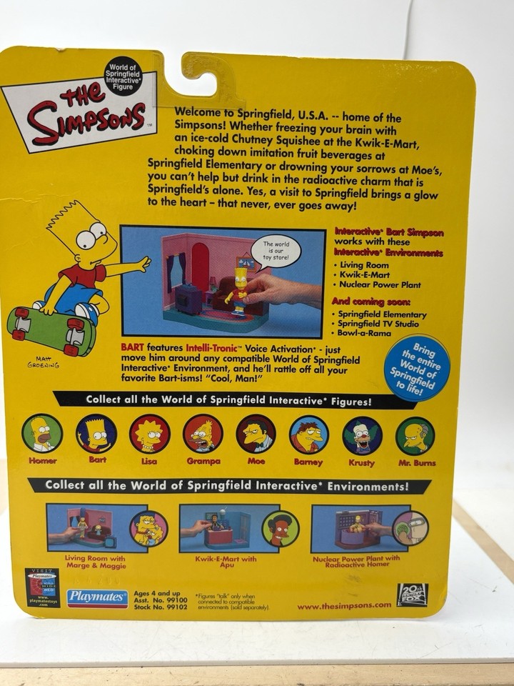 New in Box Bart Simpson Figure Intelli-Tronic Voice Playmates 99102 MOC ...