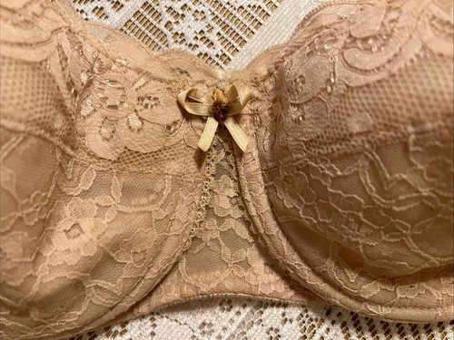 Vintage 80s Unbranded Beige 36C Underwire Strapless Bra Lace Unpadded ...