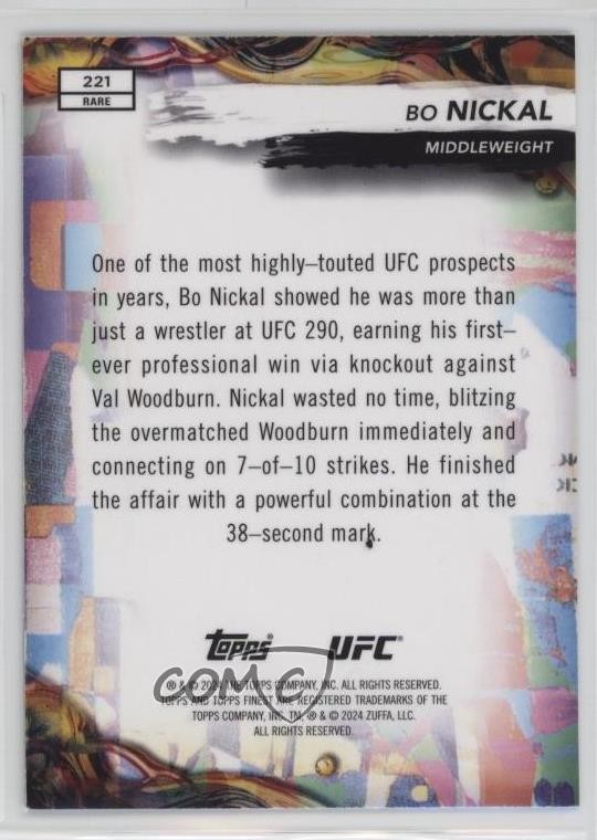 2024 Topps Finest UFC Rare Checkerboard Refractor Bo Nickal #221 | eBay