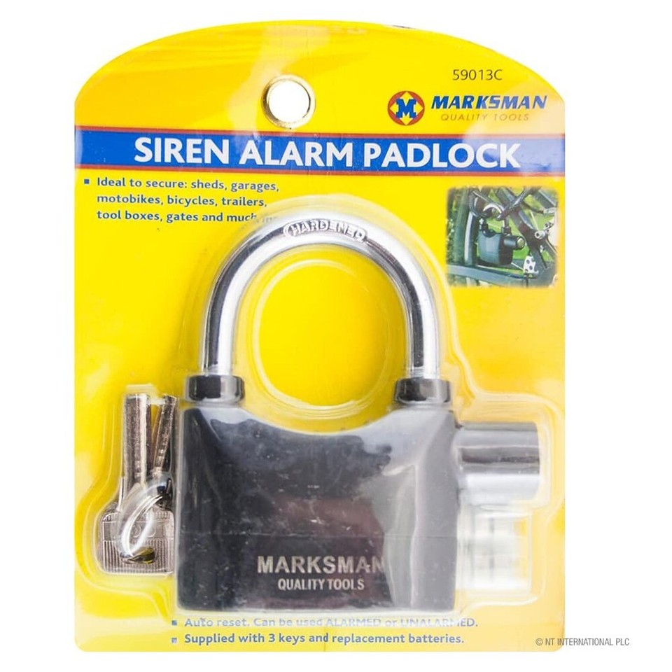 MOTION SENSOR ALARM PADLOCK HEAVY DUTY WIRELESS SIREN WATERPROOF LOUD ...