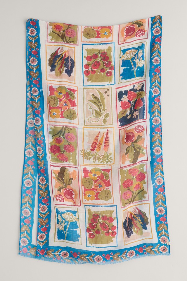 Seasalt Women's May Garland Printed Scarf Seed Pack Border Chalk | eBay UK