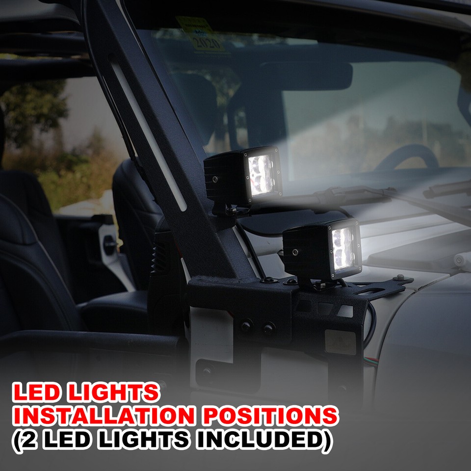52"A-Pillar LED Light Bar Mount Bracket Fits Jeep Wrangler 2018-2026 JL ...
