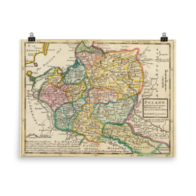 Old Poland Map (1736) Vintage Polish Geography and Atlas Poster | eBay