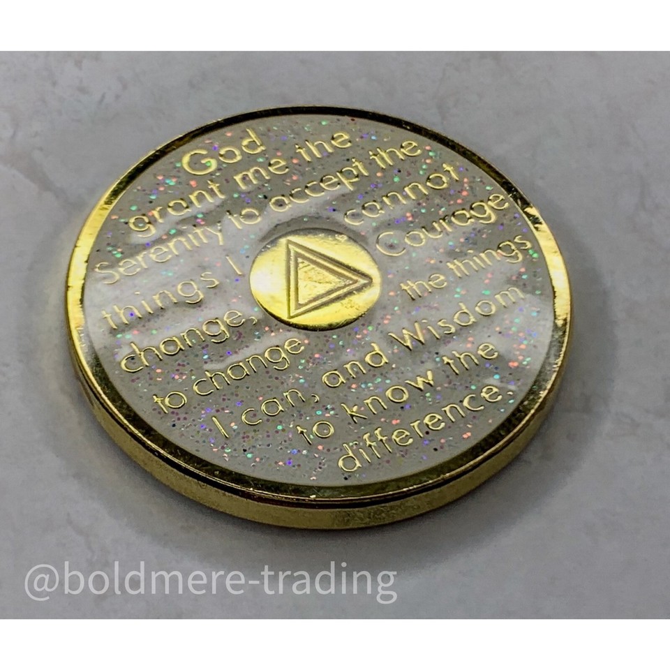 10 Year Alcoholics Anonymous Medallion White Gold Plated AA Sobriety ...