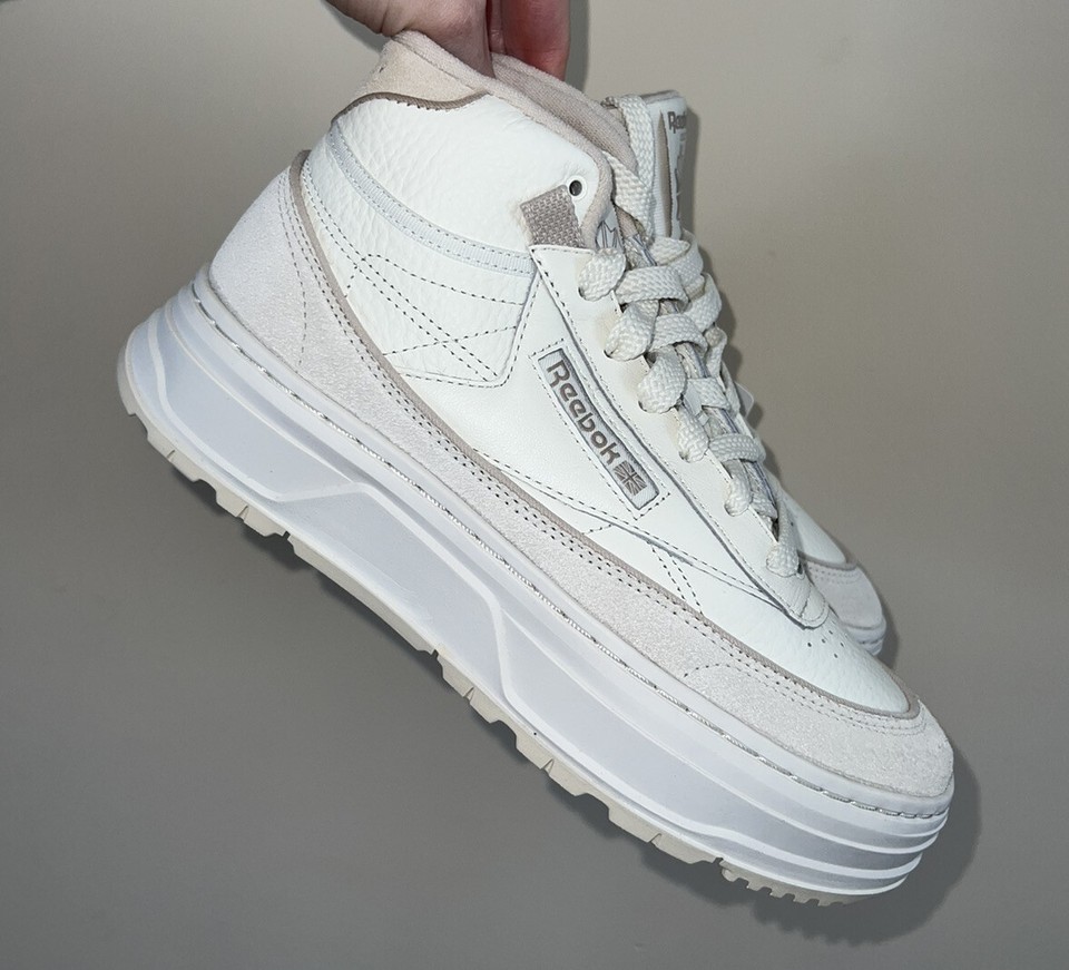 Reebok Women's Club C Geo Mid Platform Sneaker Chalk / Alabaster ...