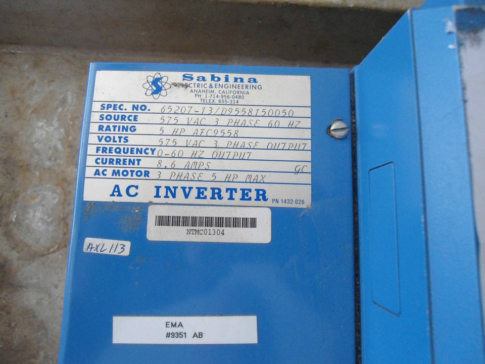 SABINA AC Inverter 5HP 575VAC 65207-13/D9558150050 Current 8.6A | eBay
