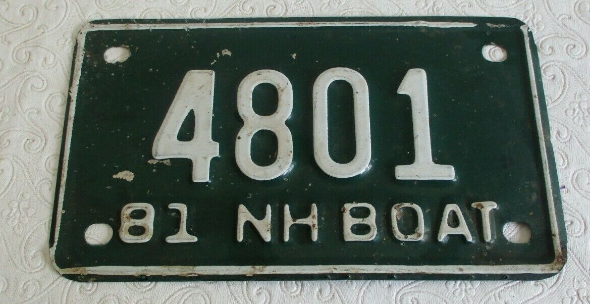 1981 New Hampshire Boat License Plate Tag 4801 | eBay