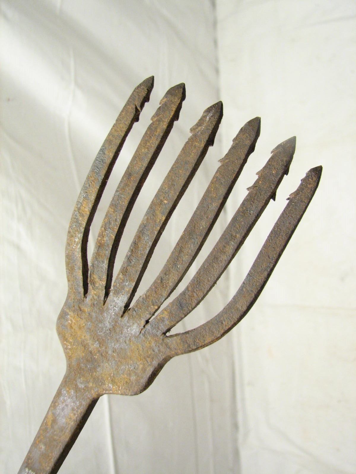 Antique 6-Tine Fish Eel Frog Gig Tool Spear Head Hand Forged Fishing ...