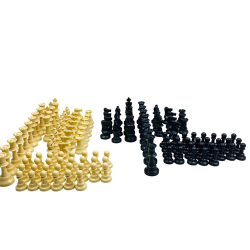 Huge Lot of 128 Replacement Chess Pieces Lightweight Plastic 1.75" to 3 ...
