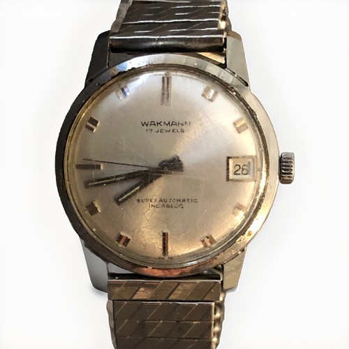 RARE VINTAGE WAKMANN 17J SUPERAUTOMATIC INCABLOC DATE WATCH 17 JEWELS ...