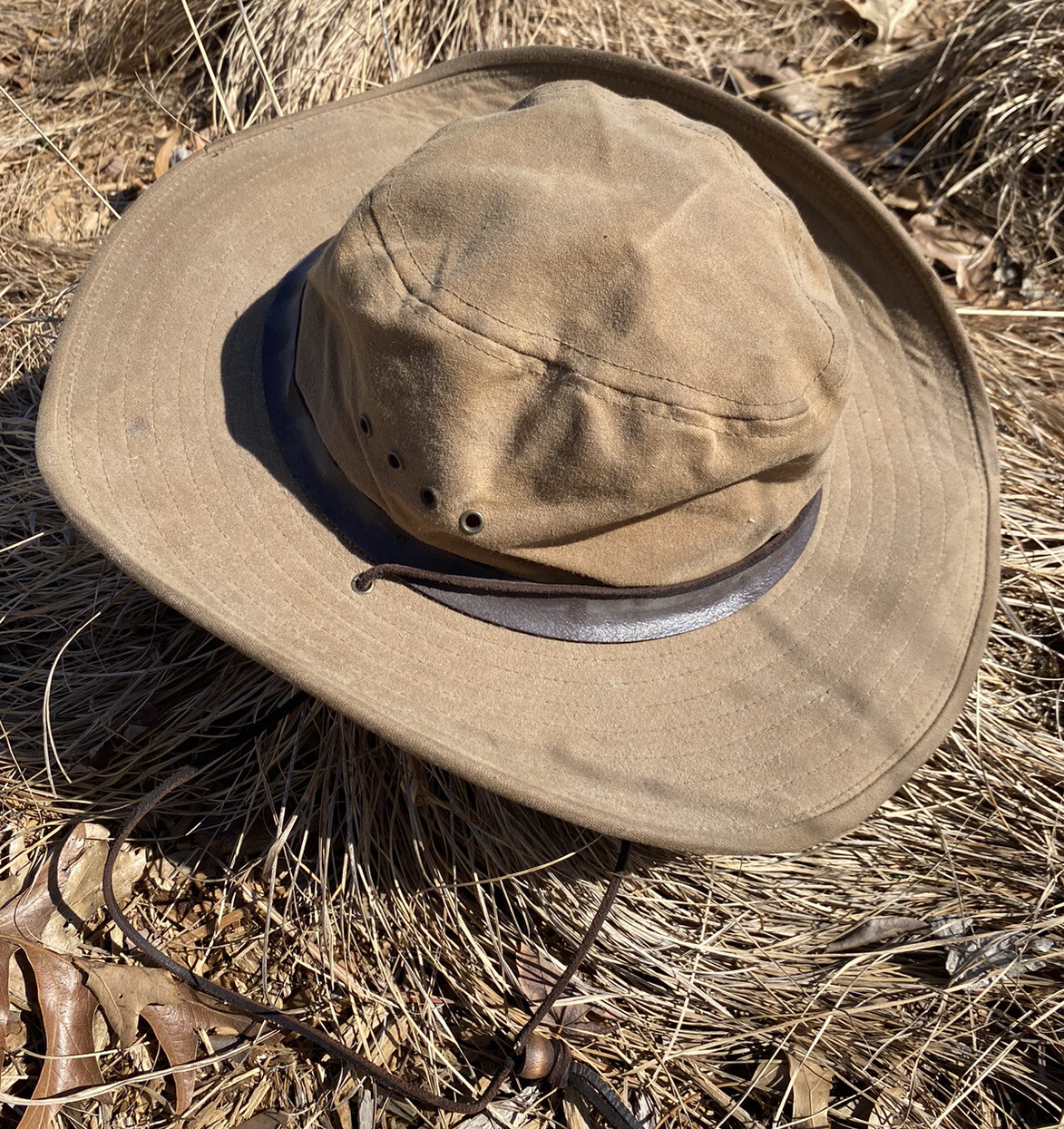 Vintage Filson Tin Cloth Waxed Canvas Packer Hat USA Safari Outback ...