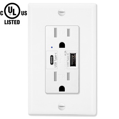 4.2A USB C Wall Outlet Receptacle Type A & Type C Tamper Resistant for ...