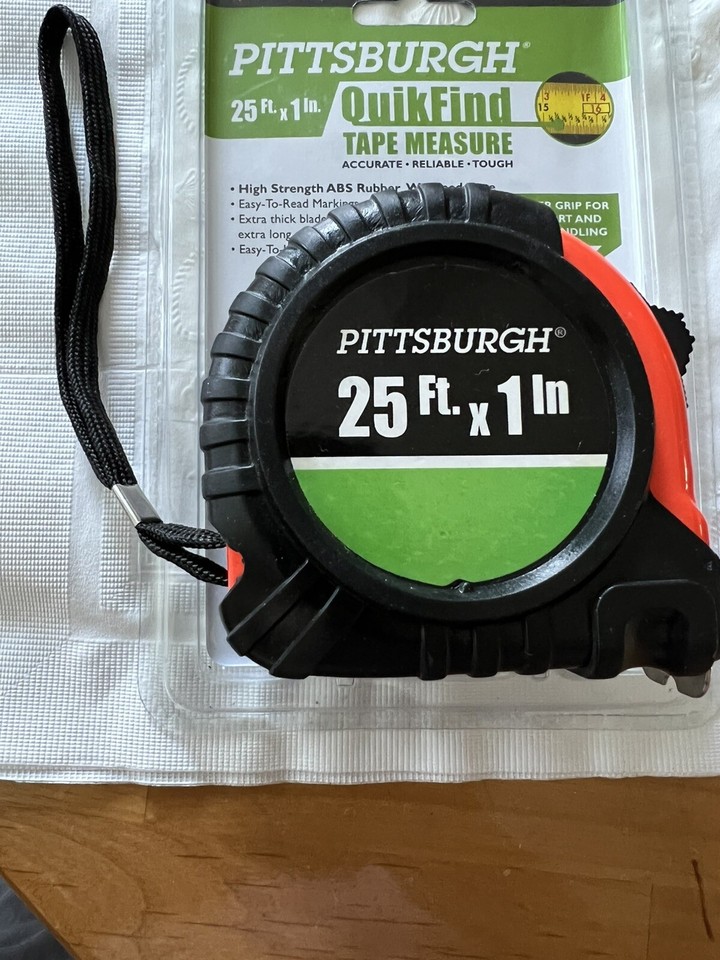 Tape Measure Pittsburgh 25ft x 1" Quick Find Rubber Grip & Thumb Lock ...