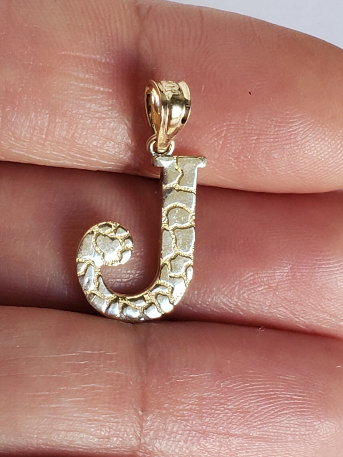 real 10k yellow gold initial J pendant charm 0.80 inch long | eBay