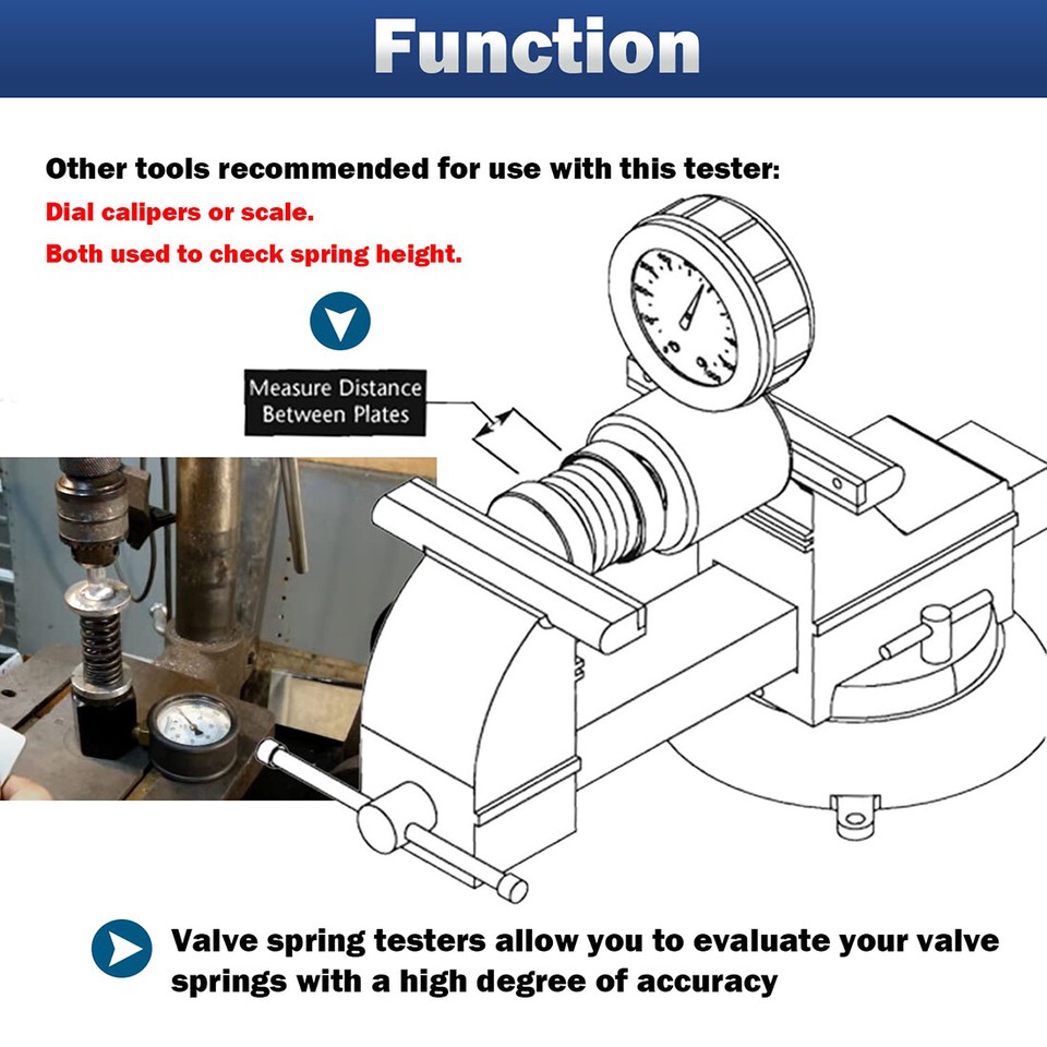 66835 Mini Valve Spring Tester Range 0- 300 LBS 5LB Increments Vise ...