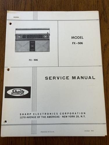 Sharp FX-506 10 Transistor Radio Service Manual Vintage OEM Diagrams Repair | eBay