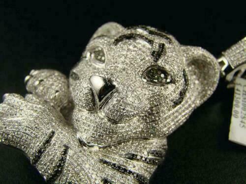 4CT Round Cut Simulated Diamond Unique Animal Head Pendant 1.5 " 925 ...