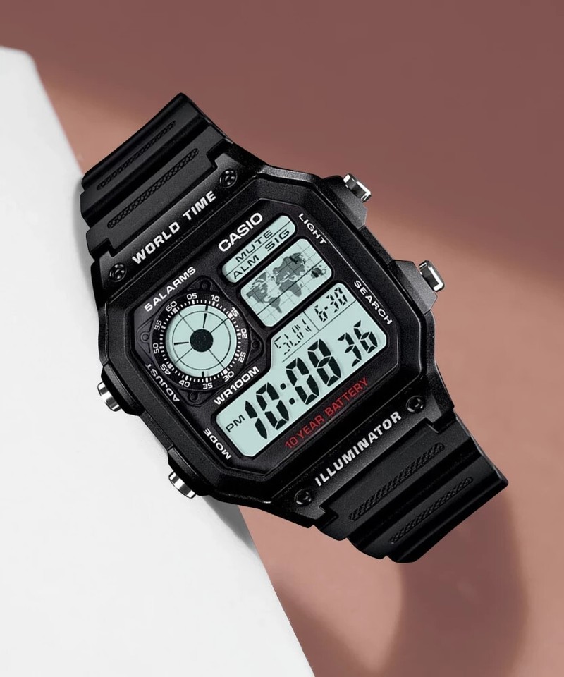 Casio AE-1200WH-1AV Royale Digital Sport Watch WR100 World Time Alarm ...