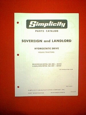 SIMPLICITY SOVEREIGN 655 3314H & LANDLORD 657 3310H HYDROSTATIC PARTS ...