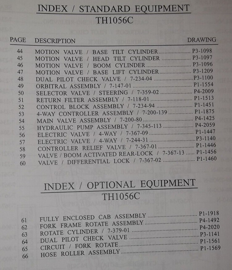 TEREX HANDLER TH1056C TELEHANDLER FORKLIFT PARTS MANUAL BOOK CATALOG | eBay