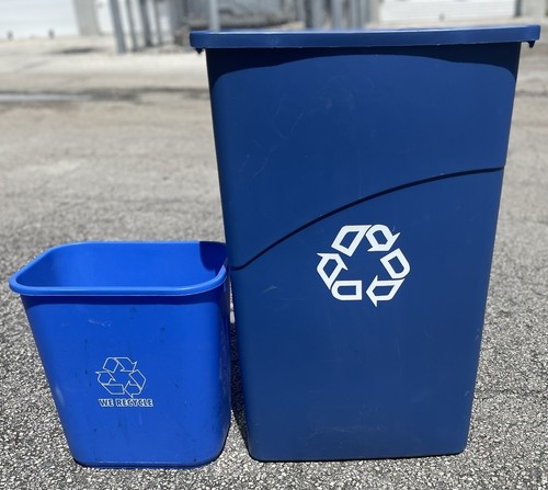SET OF 2 blue RECYLING BINS / 30" BIG Recycling BIN set | eBay