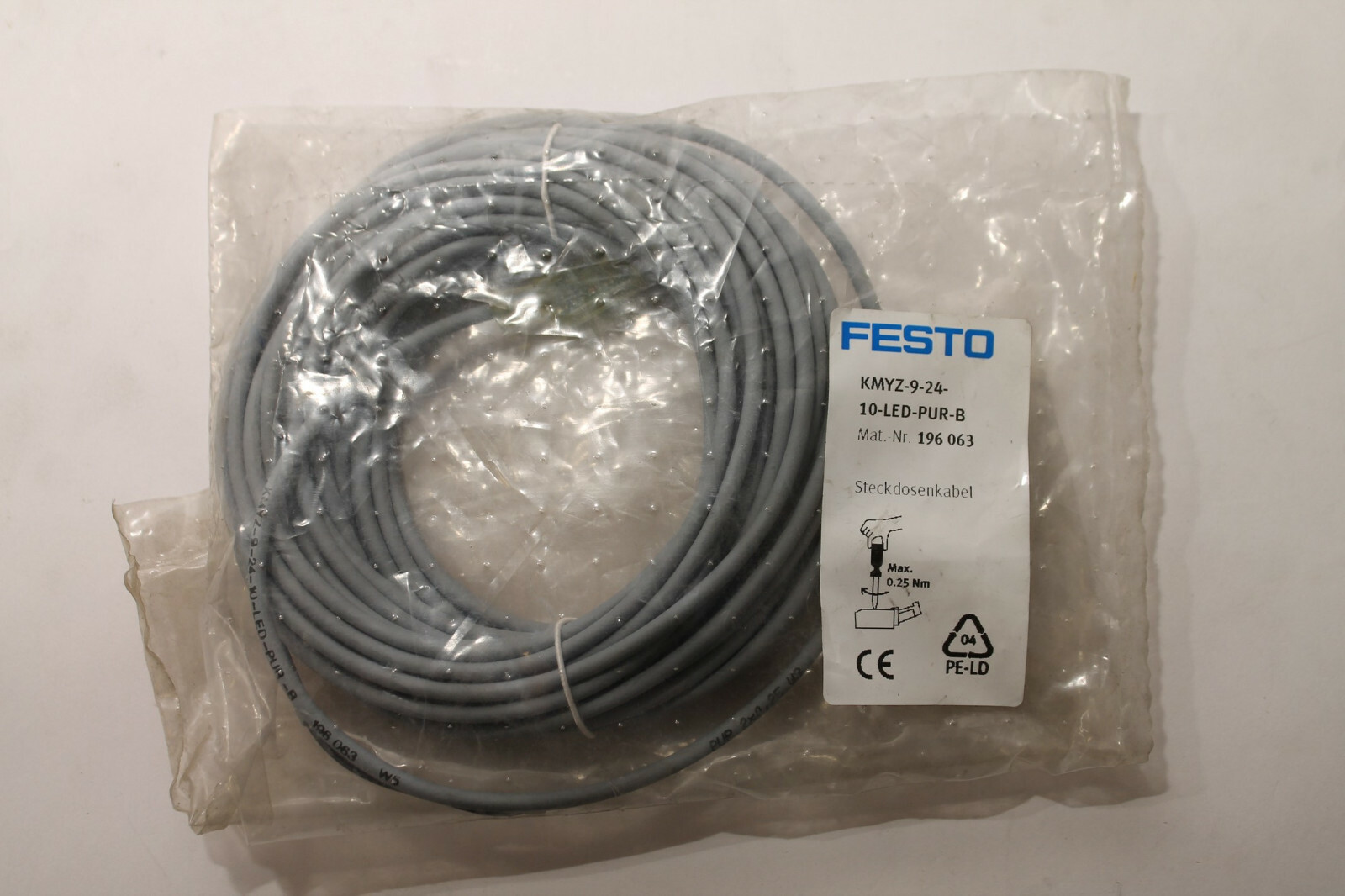 Festo Plug Socket With Cable J413 196063 Kmyz-9-24-10-led-pur-b for ...