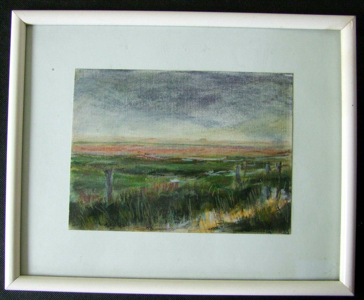 Impressionistische Ölkreide Föhr "Marsch", sign.Dr. Frank Giese,20,3x14 ...
