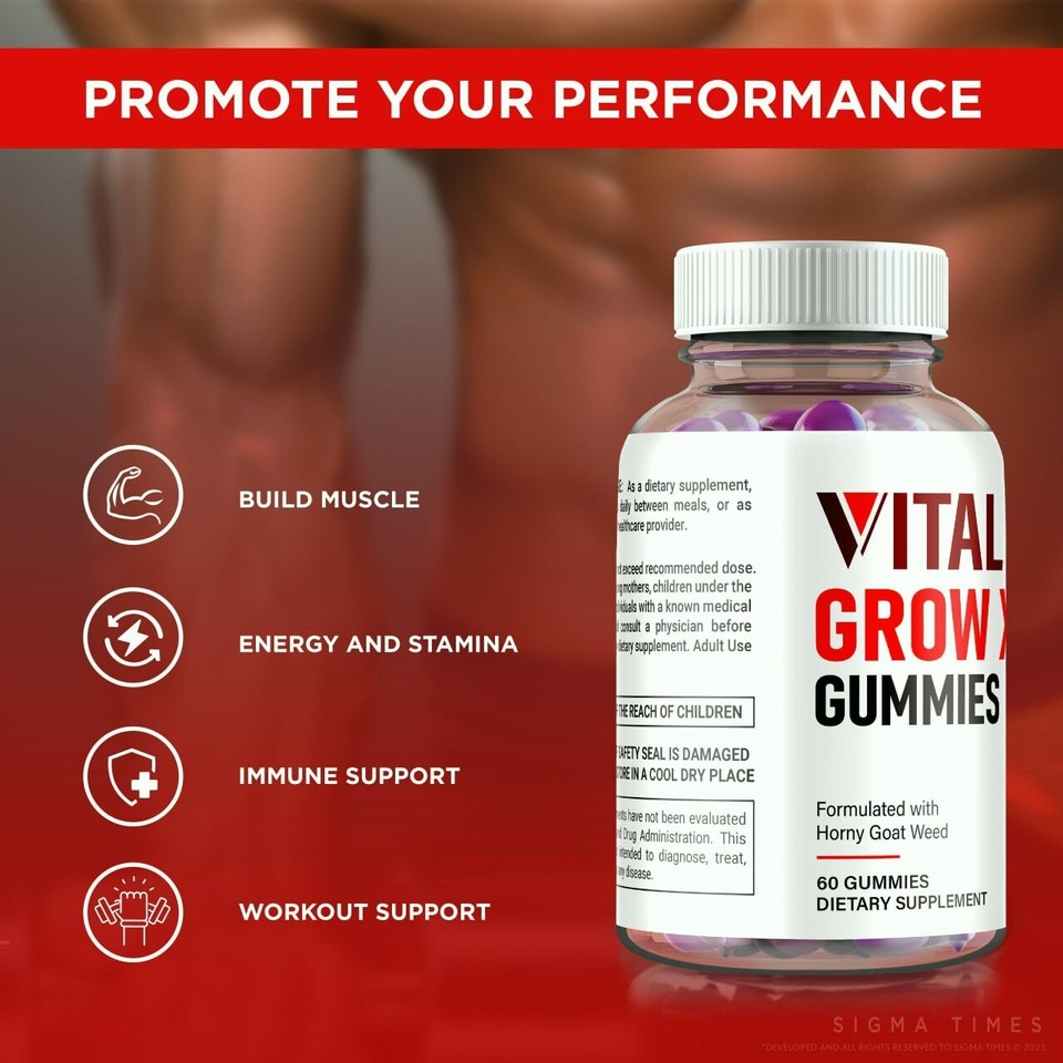 (3 Pack) Vital Grow XL Extreme Stamina & Energy Gummies, Vital GrowXL ...