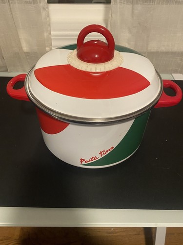 Vintage Pasta Time 6 qt. Metrokane Enamel Pasta Pot W Strainer ...