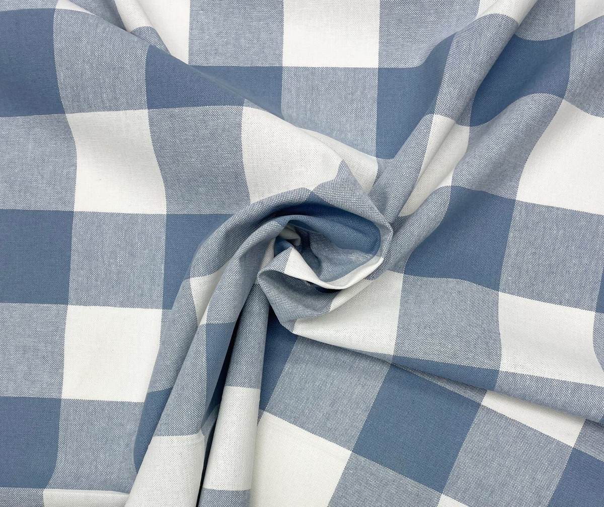 Blue And White Buffalo Check Fabric Buffalo Check 1.5inch Blue / Black