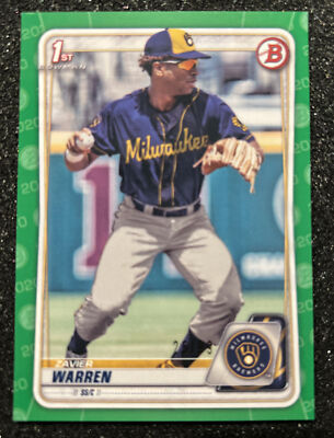 2020 Bowman Draft Green Parallel /99 Zavier Warren Milwaukee Brewers | eBay