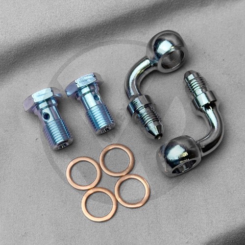 2 Steel Banjo Bolt Extension Fittings M10 x 1.0 (Metric 10mm) to 3AN 90 ...