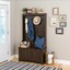 Espresso Finish Wood Hall Tree Coat Rack Hat Hooks Storage Stand ...