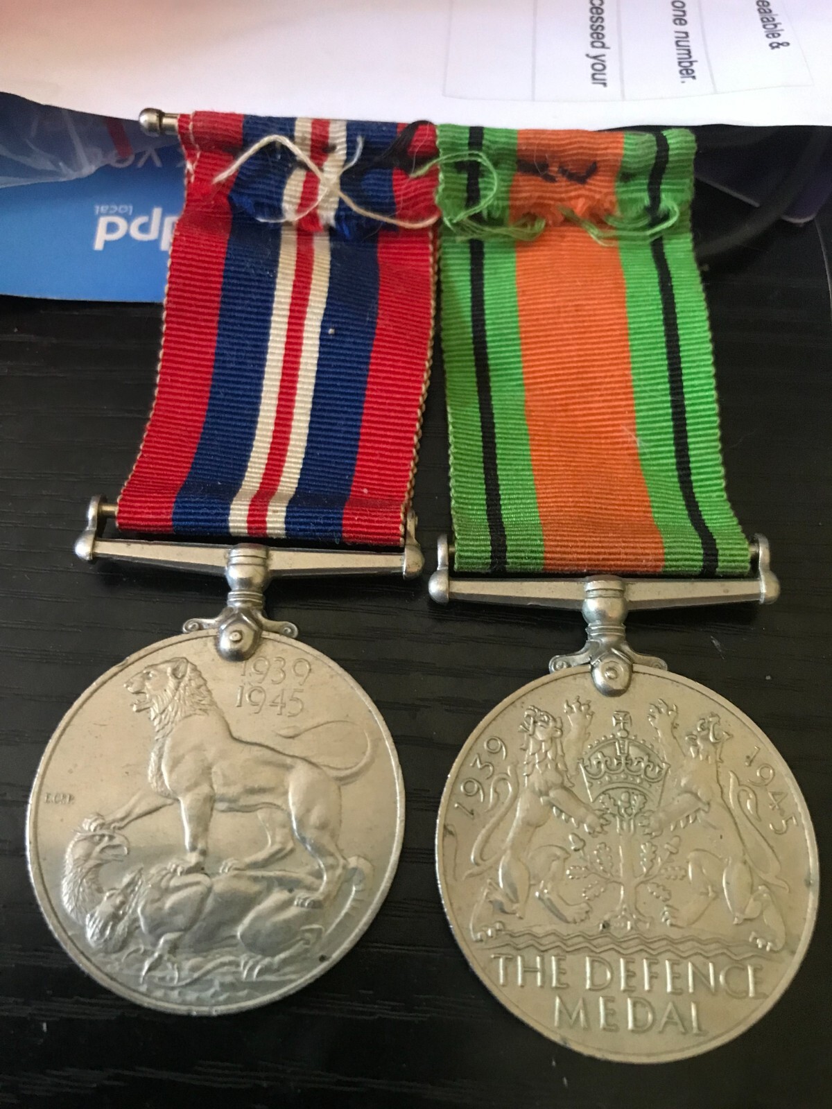 Original WW2 Defence Medal and War 1939 1945 Medals King George VI with ...