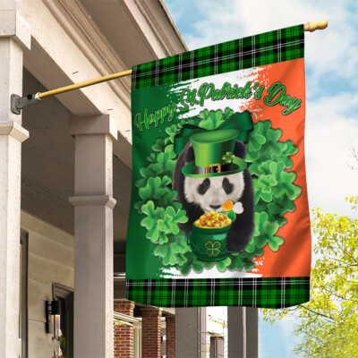 Panda Happy St Patrick's Day Flag, Irish Panda Flag, Lucky Shamrock ...